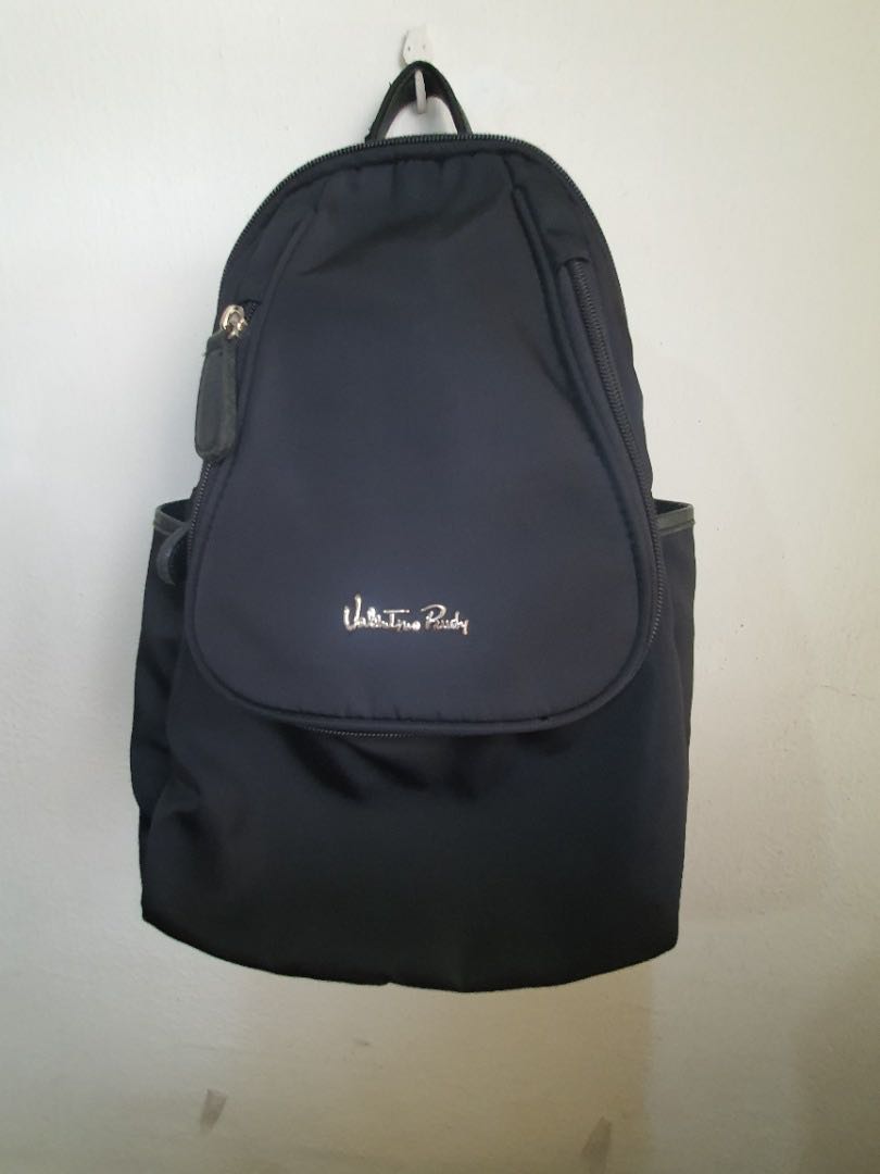 Rare Valentino Ruby 7 Compartments Backpack Black Nylon with Leather ...