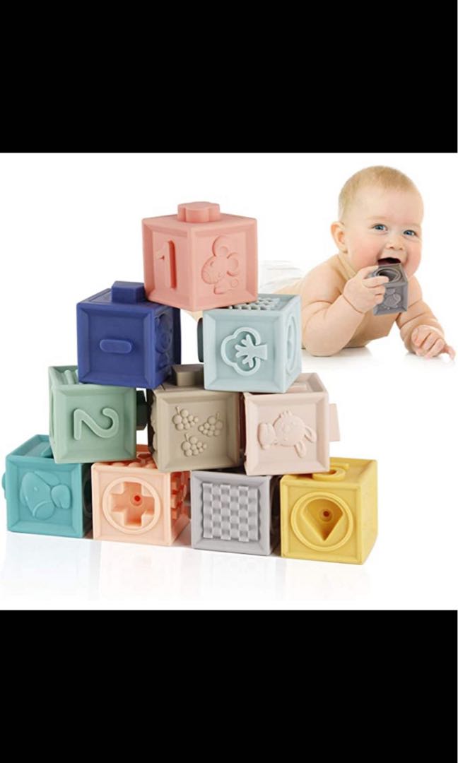Soft rubber baby blocks, Babies & Kids, Infant Playtime on Carousell