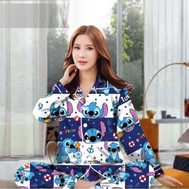 STITCH PAJAMAS LILO AND BLUE STITCH LIGHT BLUE WHITE, Women's Fashion ...