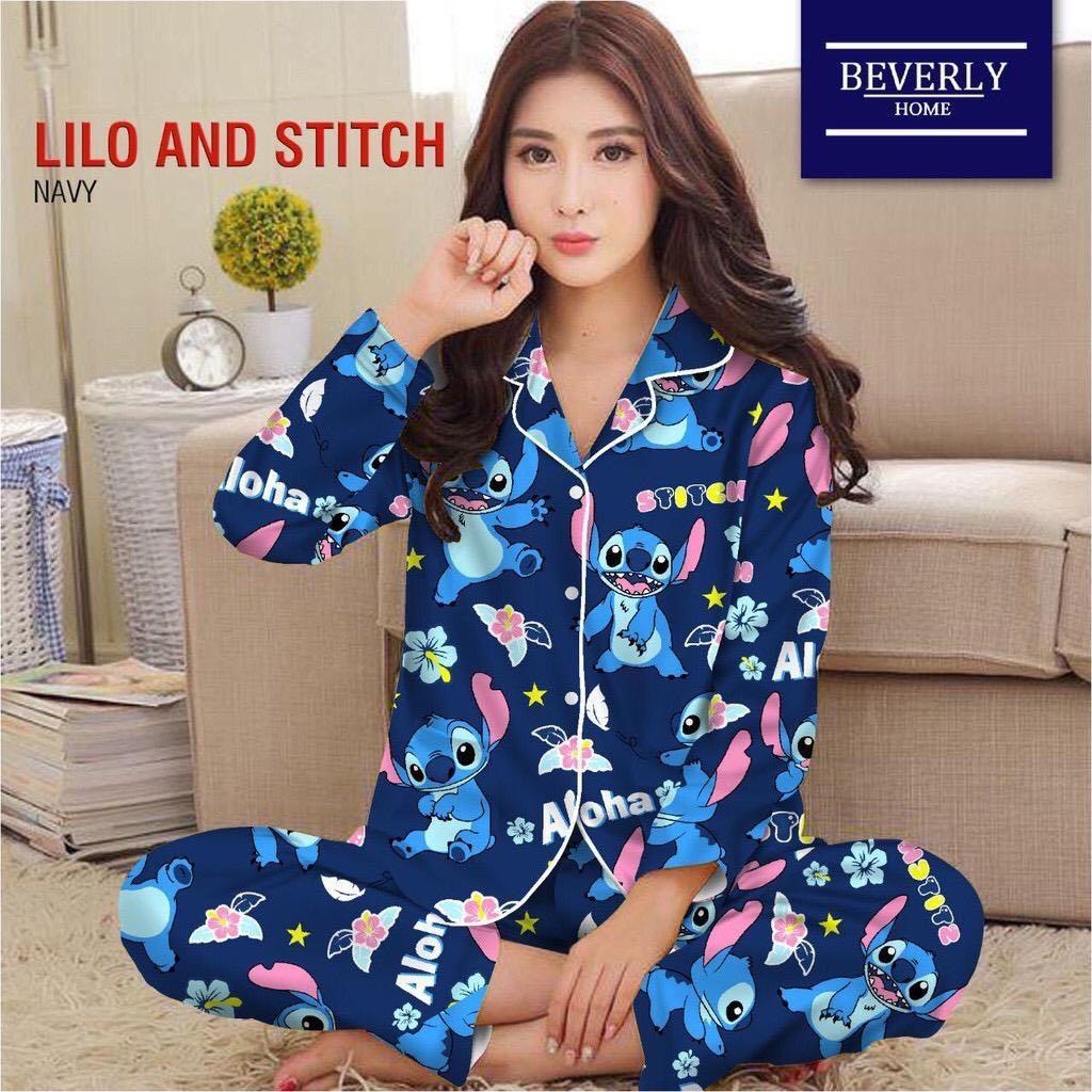 STITCH PAJAMAS LILO AND BLUE STITCH LIGHT BLUE WHITE, Women's Fashion ...