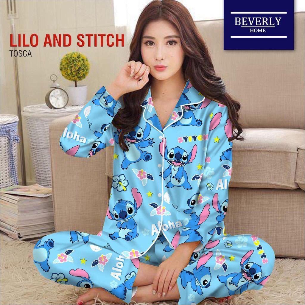 STITCH PAJAMAS LILO AND BLUE STITCH LIGHT BLUE WHITE, Women's Fashion ...