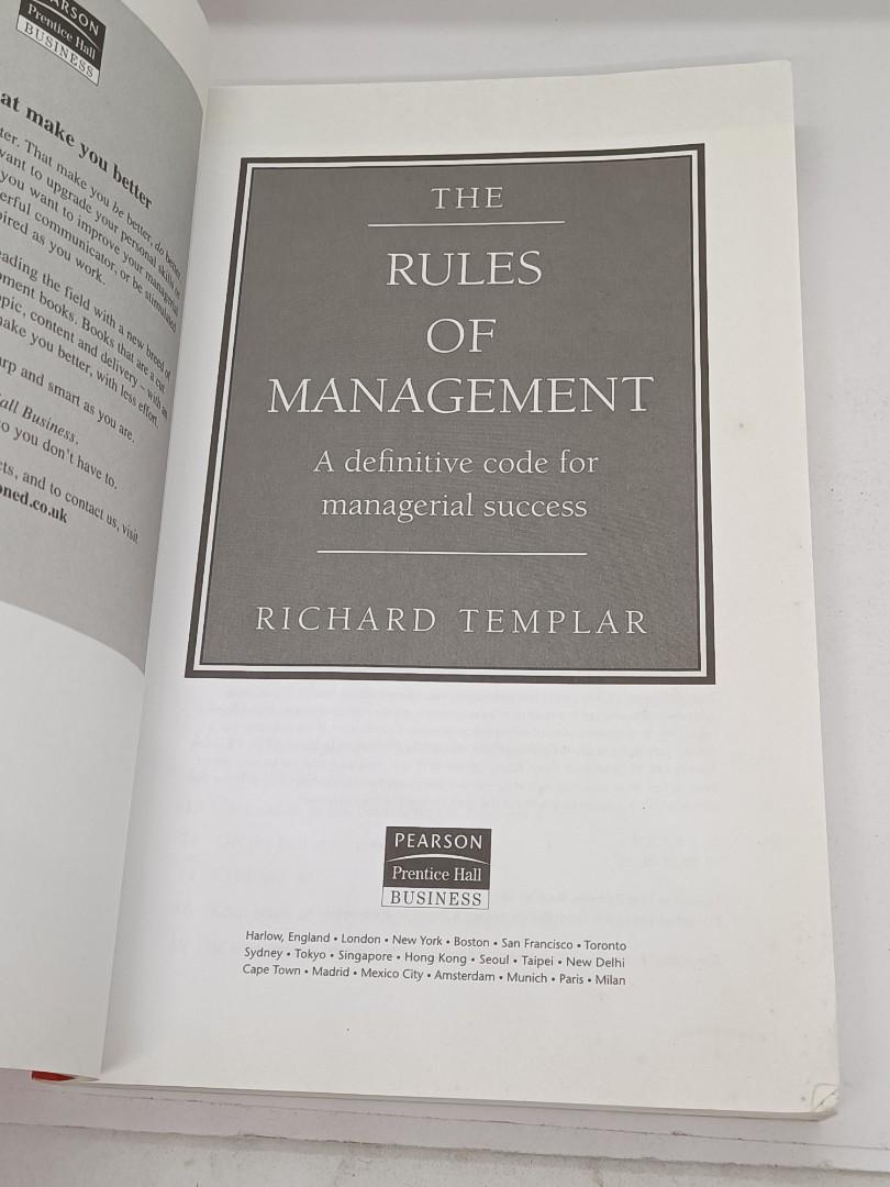 The Rules of Management by Richard Templar, Hobbies & Toys, Books ...