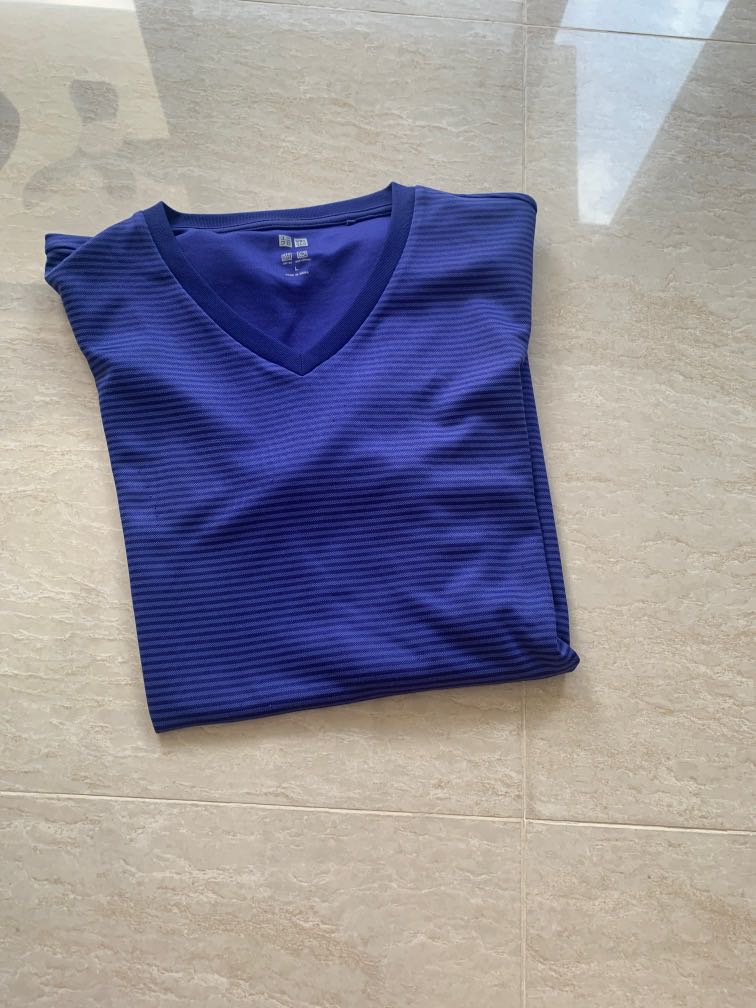 Uniqlo Dri Fit Stripe Blue Shirt, Men's Fashion, Tops & Sets, Tshirts ...