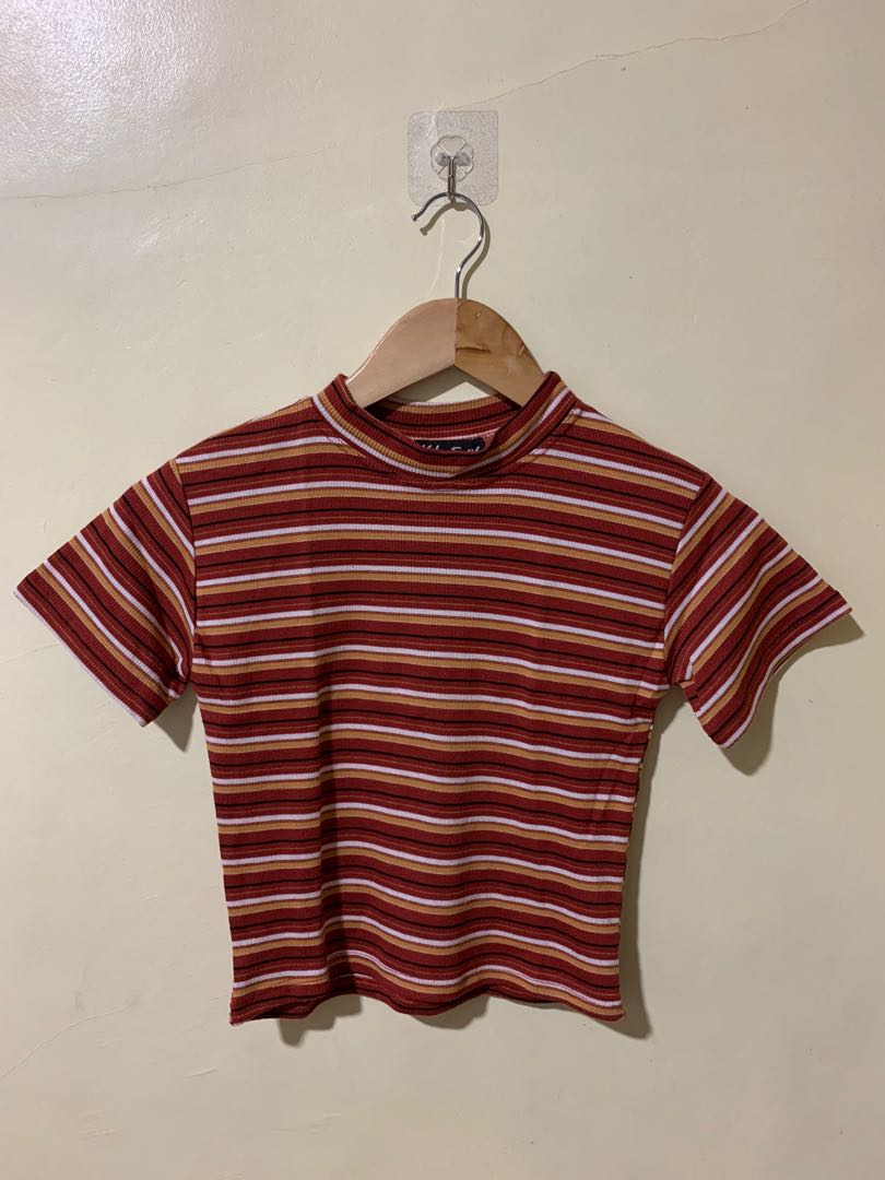 Yolo Foxy Red Stripes Top, Women's Fashion, Tops, Blouses on Carousell