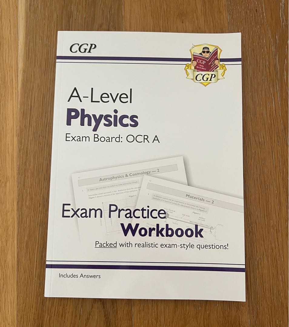 A LEVEL PHYSICS CGP EXAM PRACTICE WORKBOOK, 興趣及遊戲, 書本 & 文具, 教科書 - Carousell