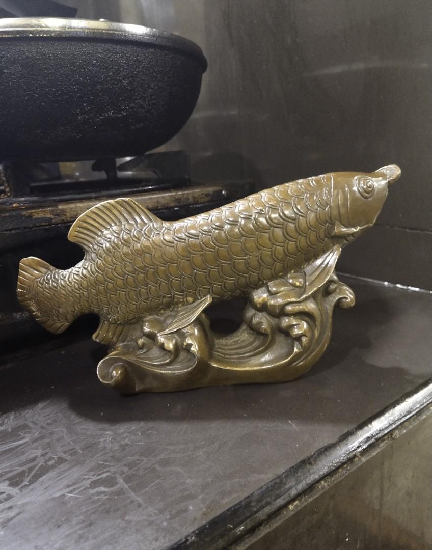 Brass lucky arowana statue display, Hobbies & Toys, Memorabilia ...