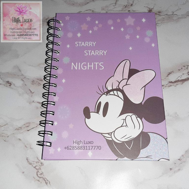 Buku Ring Notebook Disney Minnie Mouse Cute Lucu Kawaii Purple Starry ...