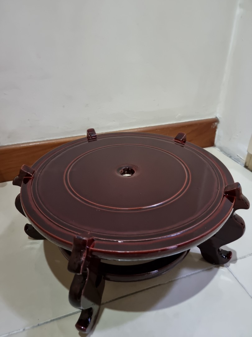 Chinese wooden round base display stand, Furniture & Home Living, Home ...