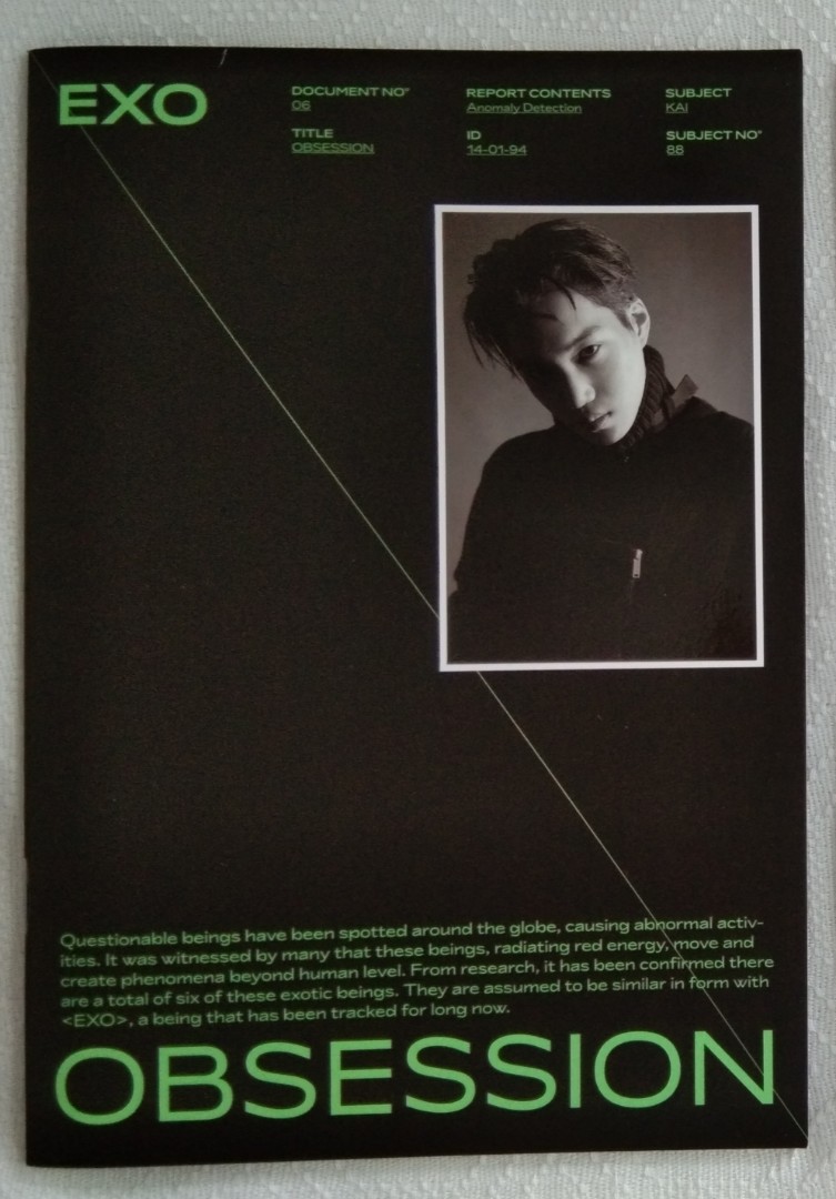EXO Obsession Kai Photobook (Official), Hobbies & Toys, Memorabilia ...