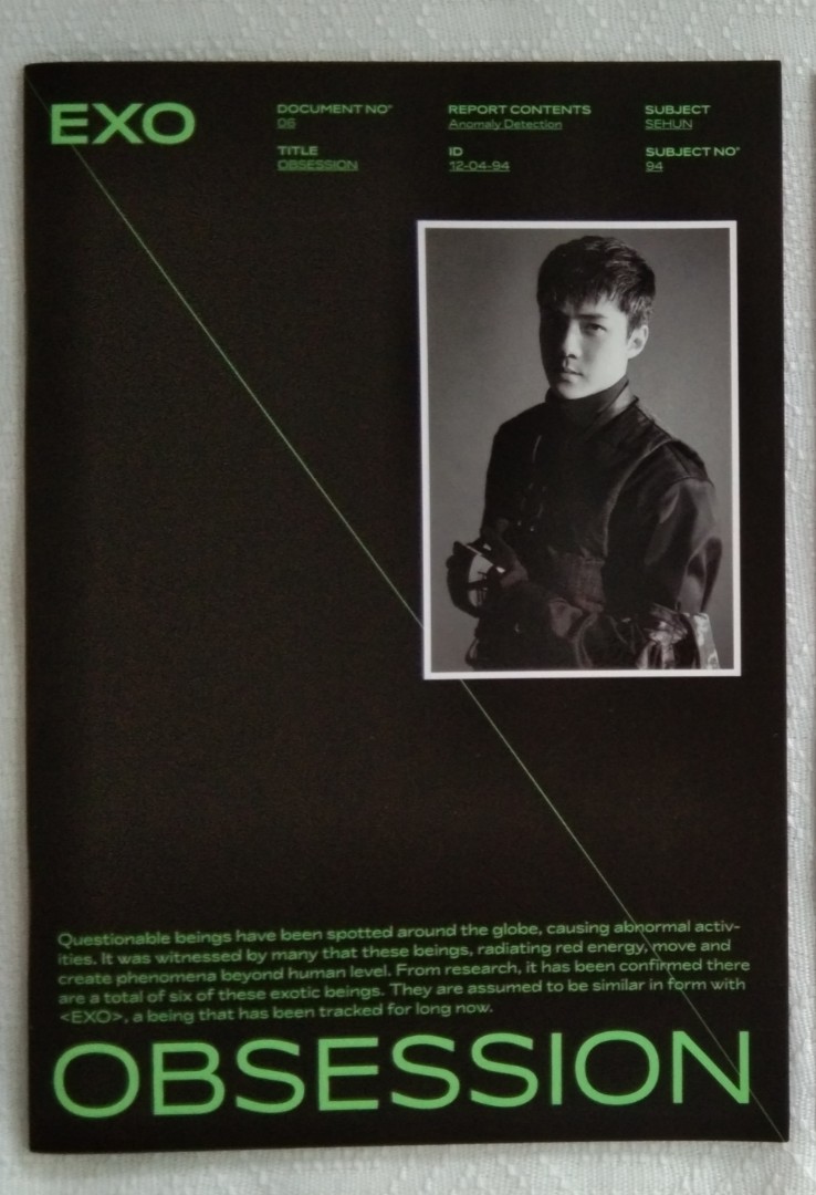 EXO Obsession Sehun Photobook (Official), Hobbies & Toys, Memorabilia ...