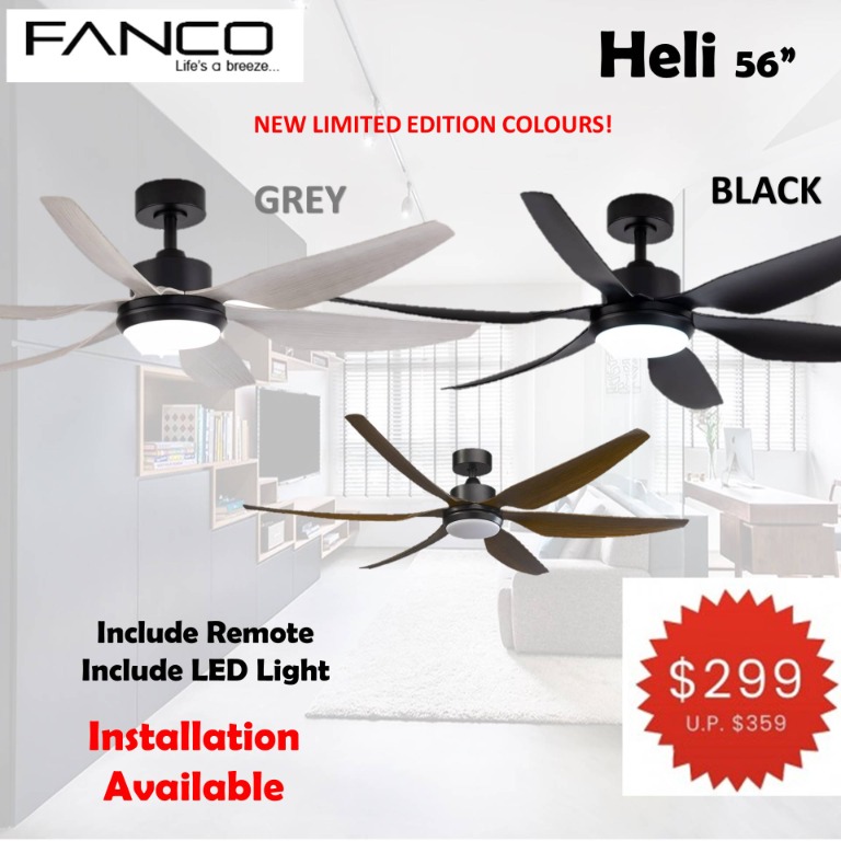 Fanco Heli Ceiling Fan 56" / 66", Furniture & Home Living, Lighting ...