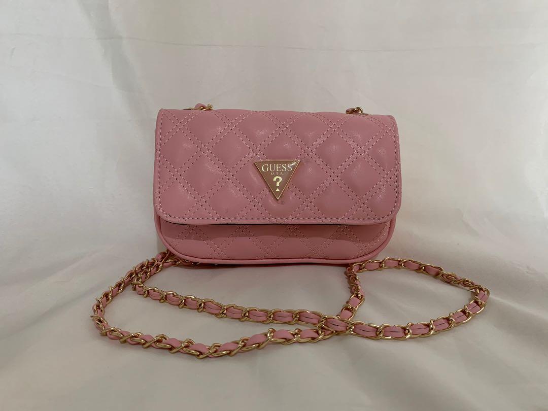 Guess Cessily Quilted Micro Mini Bag - Pink, Women's Fashion, Bags ...