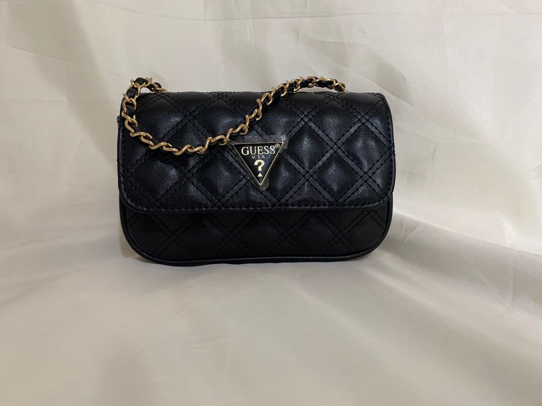 Guess Cessily Quilted Micro Mini Bag Black, Women's Fashion, Bags ...
