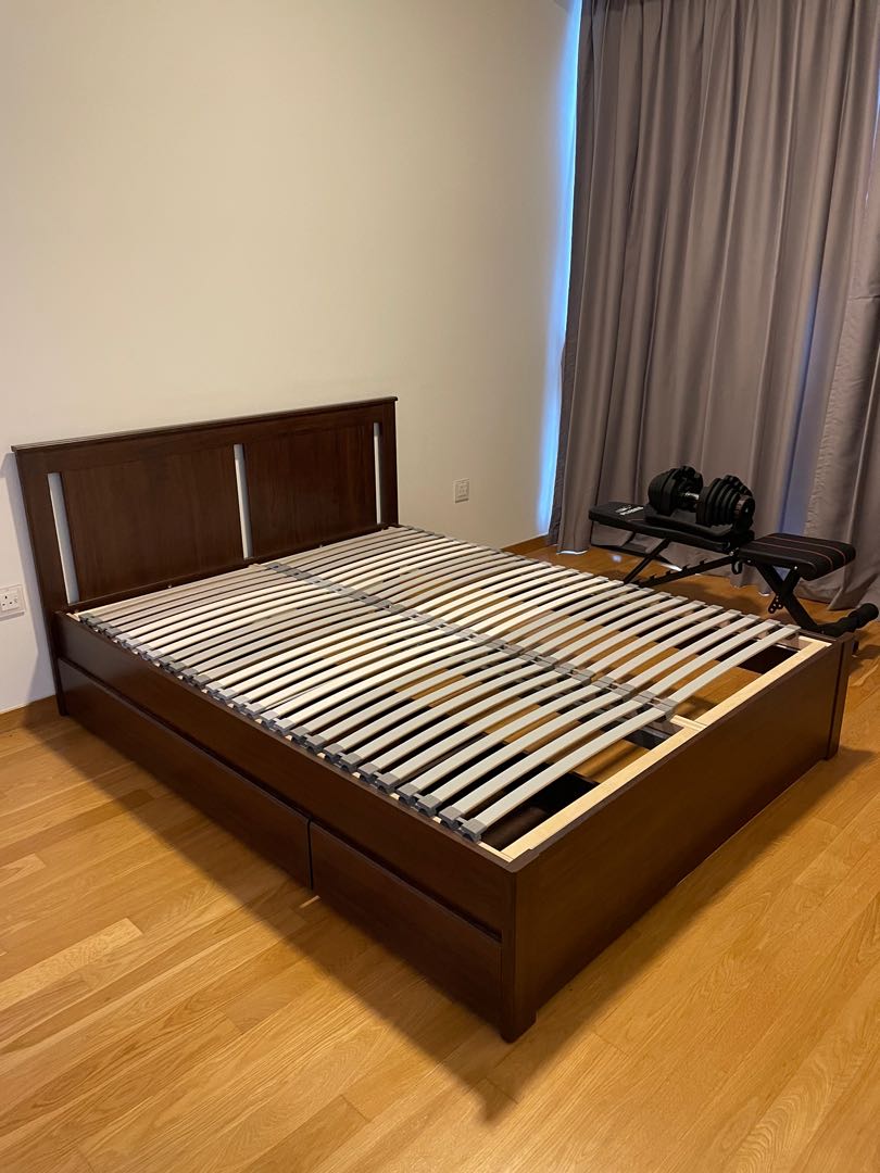 IKEA Queen Songesand Bed Frame with Mattress, Furniture & Home Living, Furniture, Bed Frames ...