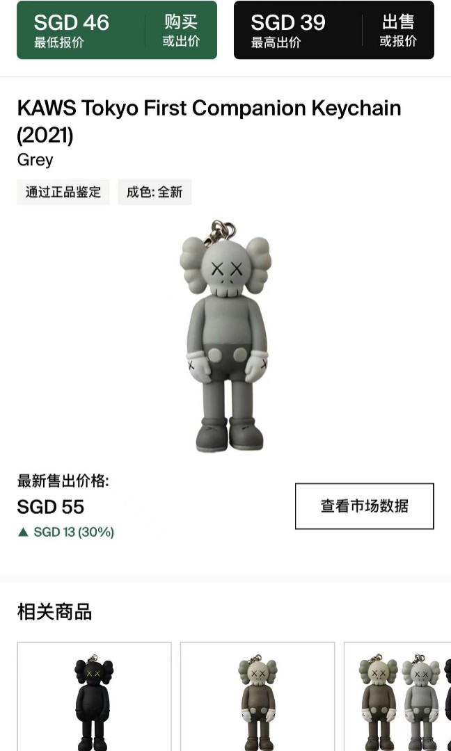 KAWS Tokyo First Companion Keychain (2021) keychain 50SGD each, Hobbies ...