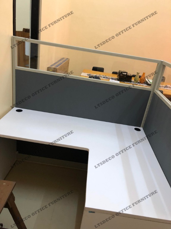 L SHAPE TABLE OFFICE PARTITIONS, Furniture & Home Living, Office ...