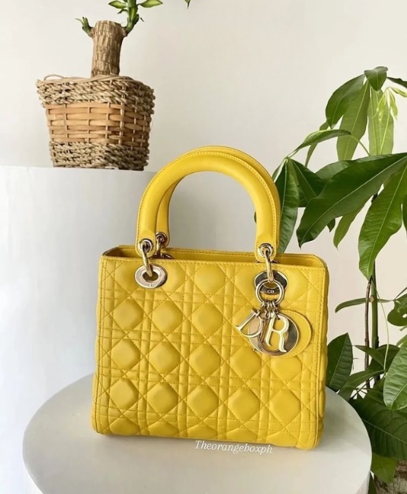 Lady Dior Medium Yellow, Luxury, Bags & Wallets on Carousell