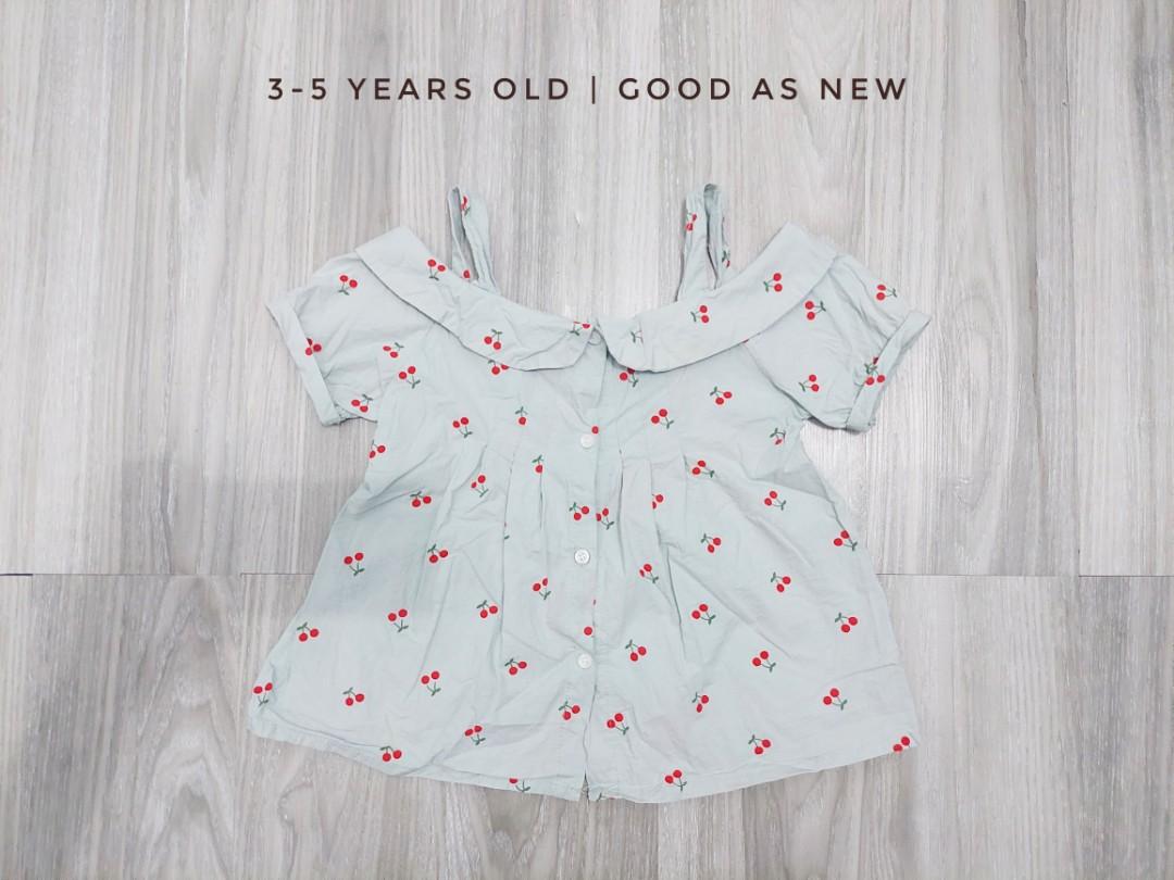 Light Green Cherry Top for kids, Babies & Kids, Babies & Kids Fashion ...