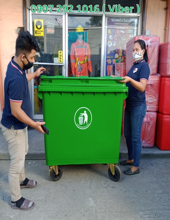 Mobile bin trash bin w/wheels 660liters 120, Furniture & Home Living ...