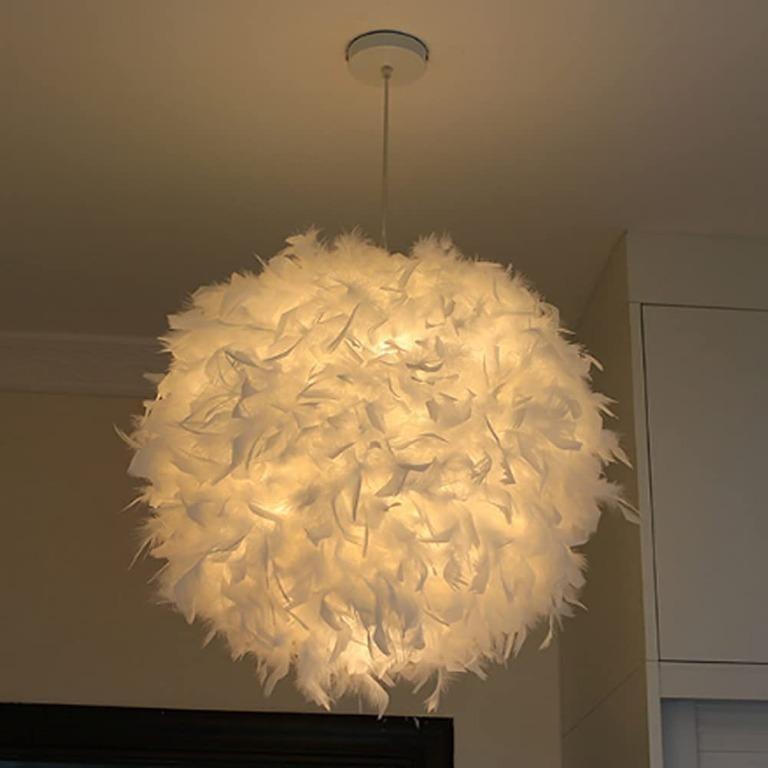 Modern White Feather Ceiling Light,, Furniture & Home Living, Lighting ...