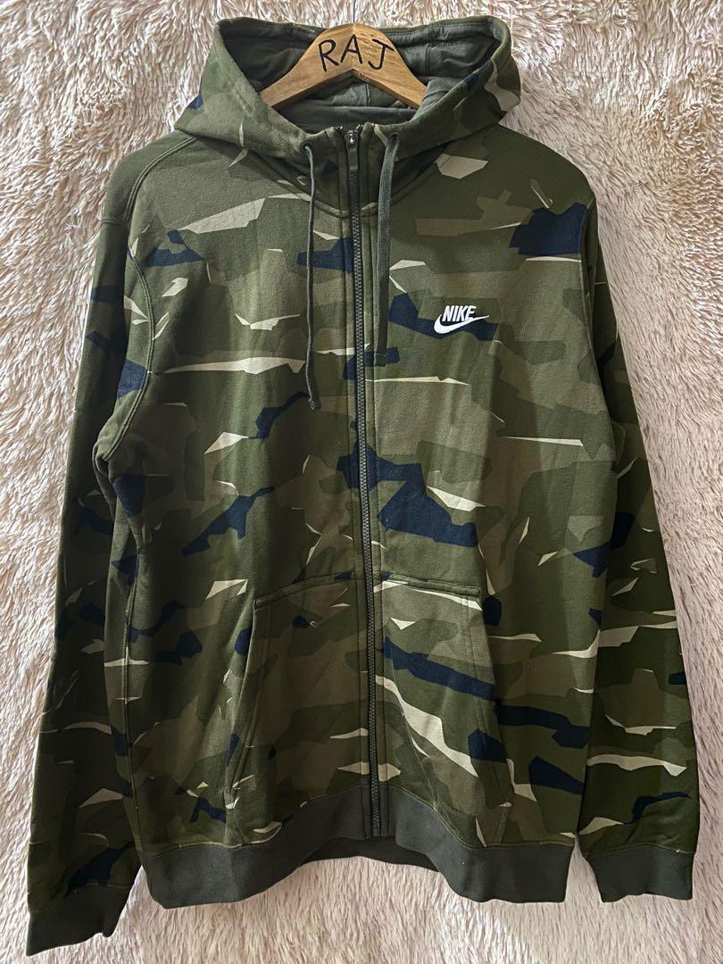 NIKE CAMO CAMOU CAMOUFLAGE ZIP HOODIE JACKET, Men's Fashion, Tops ...