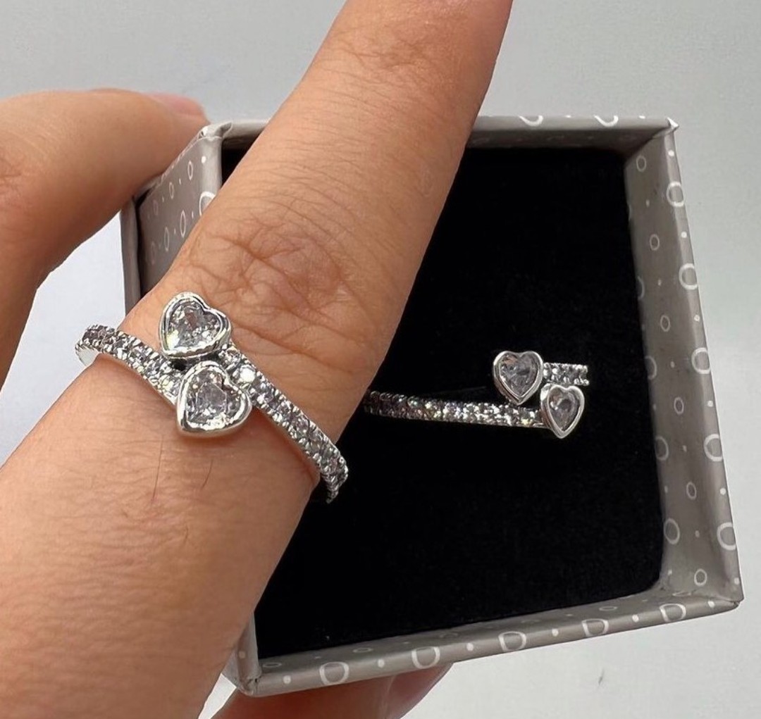 Pandora two heart interlock in silver ring, Women's Fashion, Jewelry ...