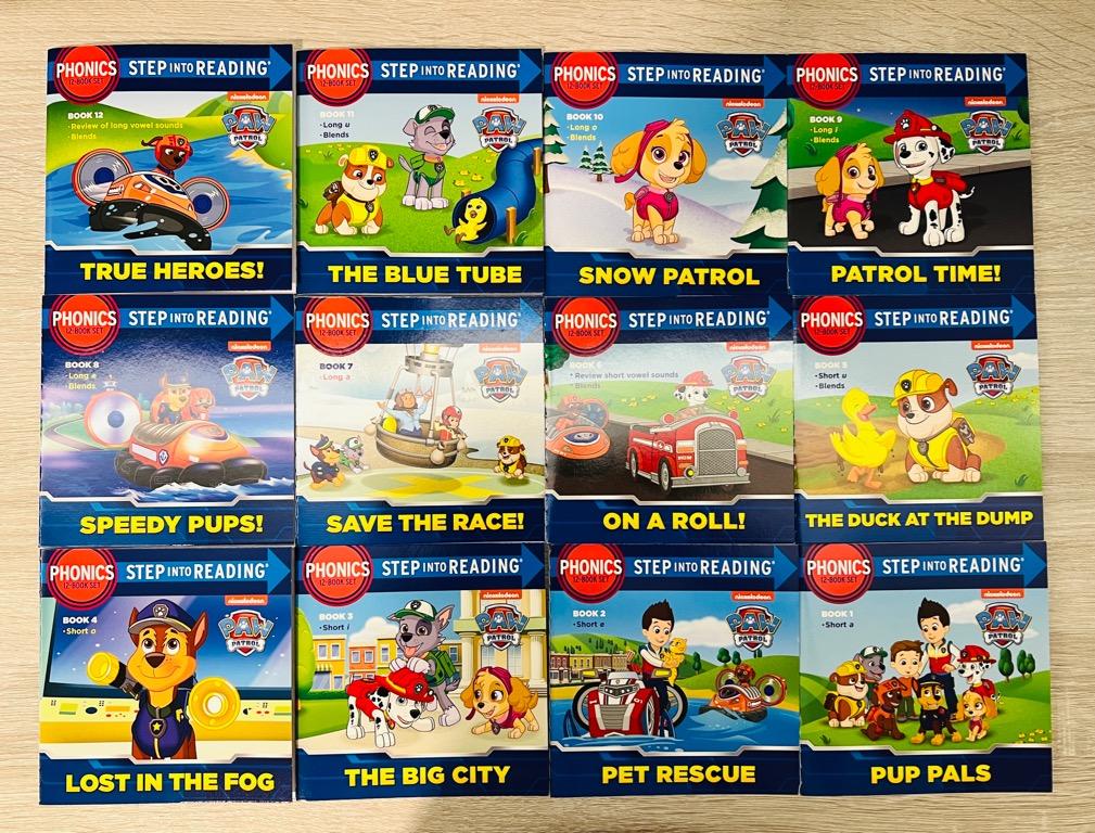 Paw Patrol Step into Reading Phonics Box Set (12 books), 興趣及遊戲, 書本 & 文具, 小朋友書 - Carousell