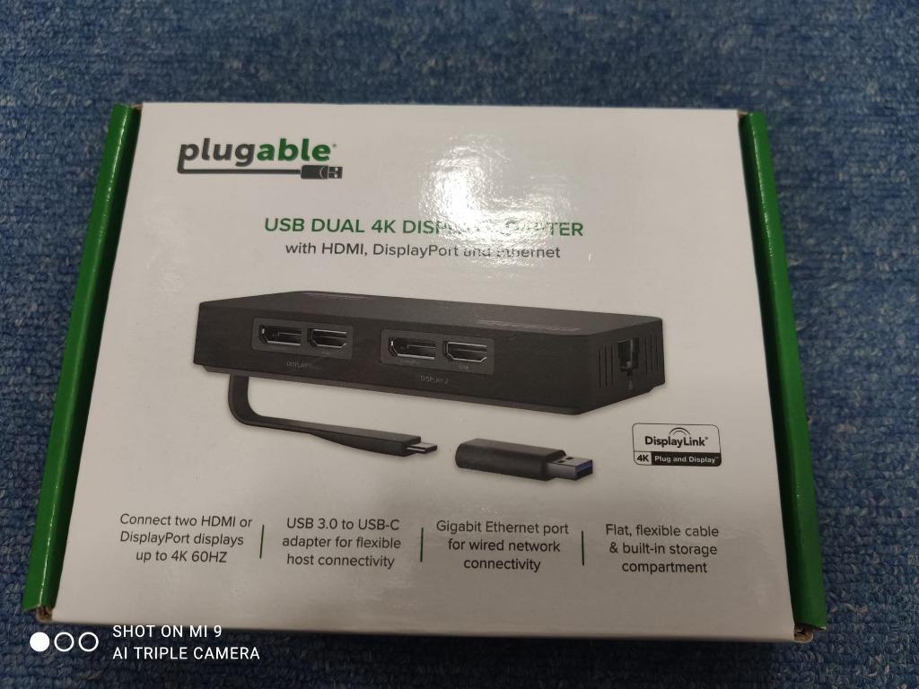 (SALE) Plugable 4K DisplayPort and HDMI Dual Monitor Adapter with ...
