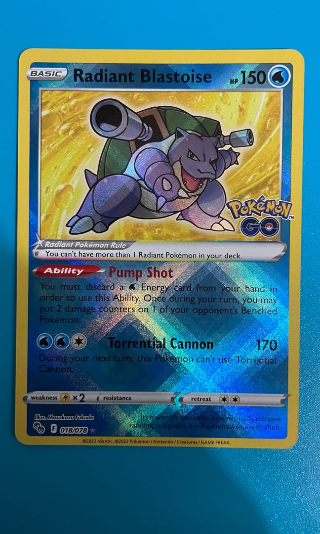 Pokemon Card - Pokemon Go - Radiant Blastoise, Hobbies & Toys, Toys ...