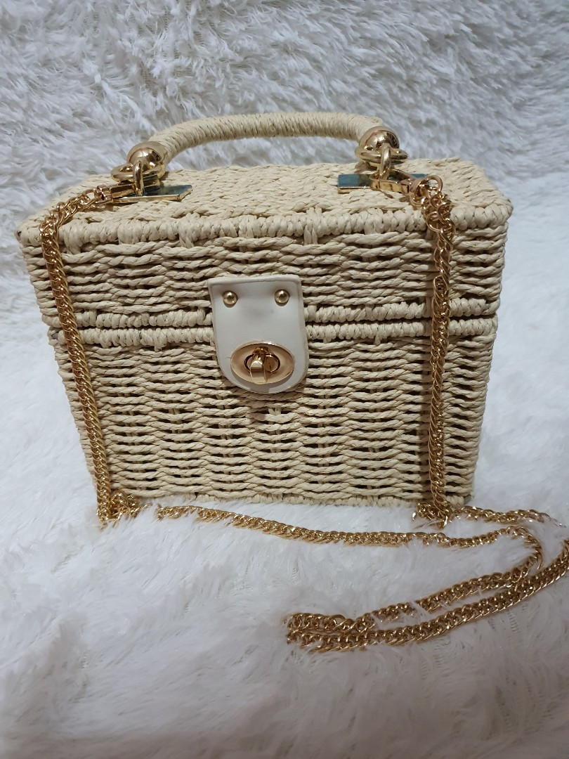 Rectangular Ratten Bag, Women's Fashion, Bags & Wallets, Shoulder Bags ...