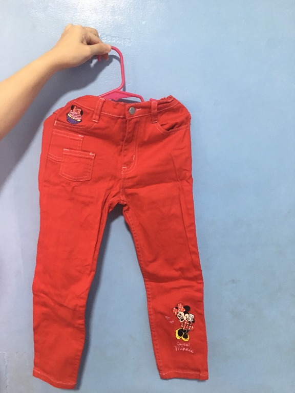 Red Minnie Mouse Pants, Babies & Kids, Babies & Kids Fashion on Carousell