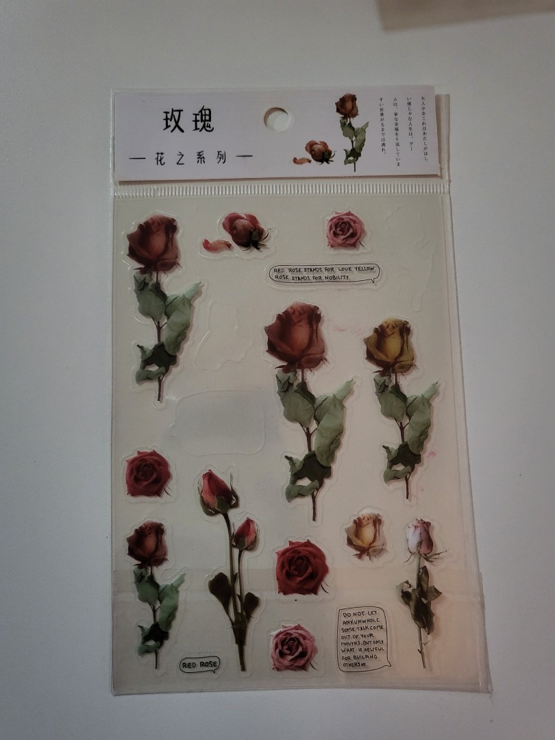 Rose Sticker Sheet, Hobbies & Toys, Stationary & Craft, Other ...