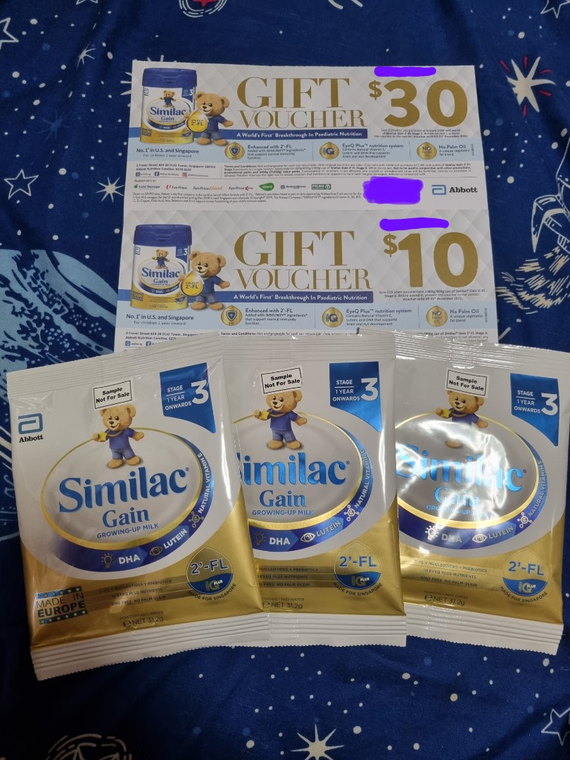 Similac Gain Stage 3 samples + vouchers, Babies & Kids, Nursing ...