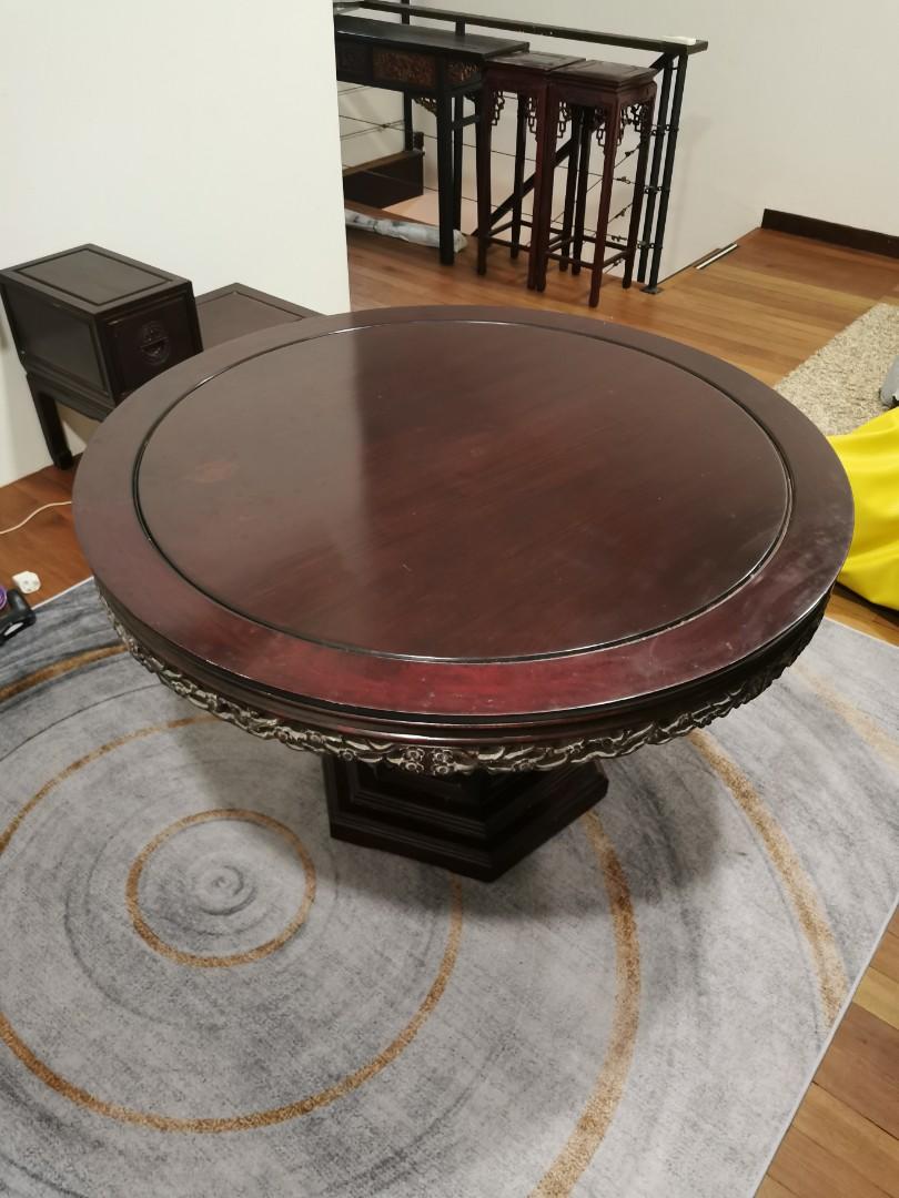 Solid wood dismantlable oriental peranakan style dining table ...
