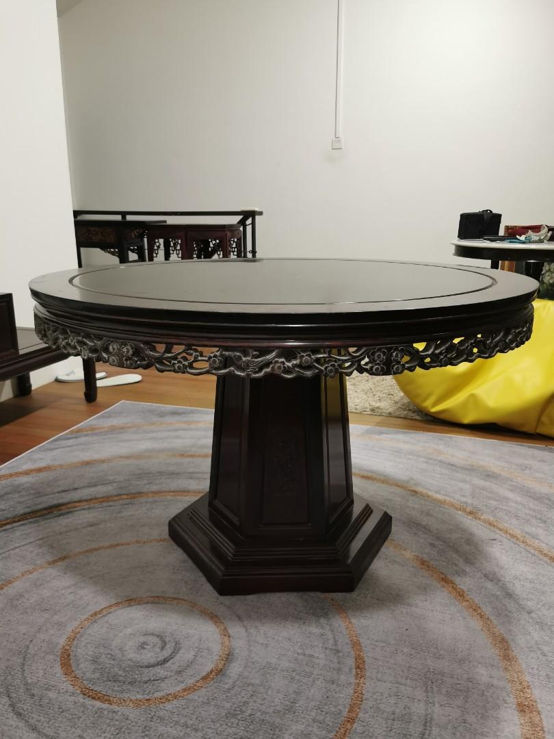 Solid wood dismantlable oriental peranakan style dining table ...
