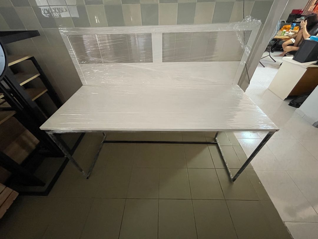Melamine Study table office table with privacy board, Furniture & Home ...