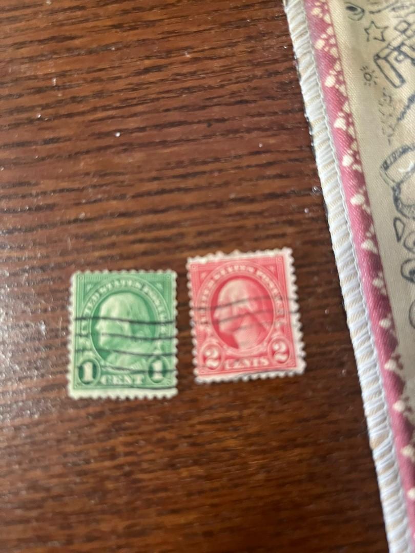 Super rare 1923 1c Franklin, green and 2c Franklin,red . In pristine ...