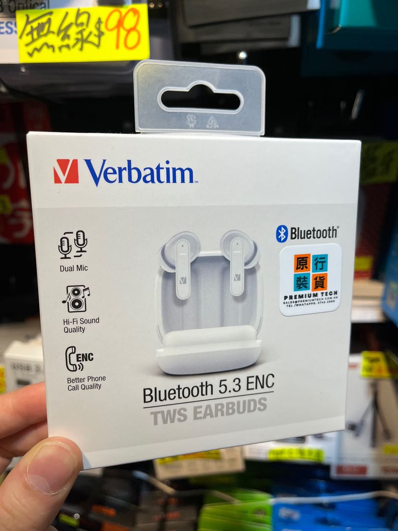Verbatim Bluetooth 5.3 ENC TWS Earbuds 真無線藍牙耳機 藍牙耳機 無線耳機 靚聲耳機 藍牙, 音響器材 ...