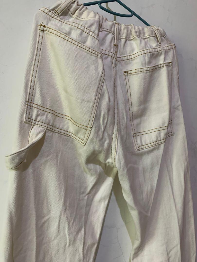 Wide/Baggy pants (cream white), Women's Fashion, Bottoms, Jeans on ...