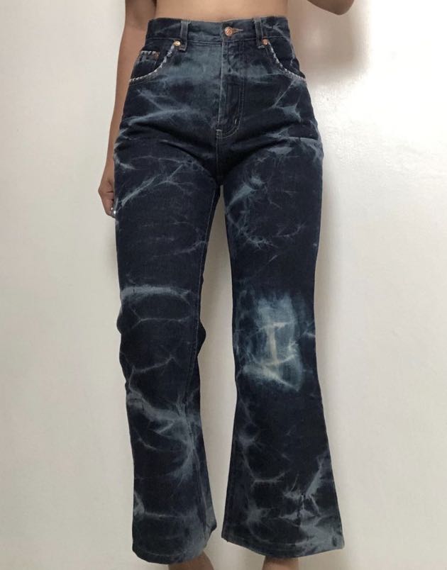y2k bleached bleach pants flared vintage summer tie dye, Women's ...