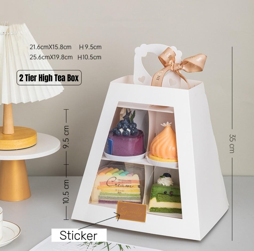 2/3 Tier Pyramid High Tea Box/ Cake Box w/Handle, Furniture & Home ...