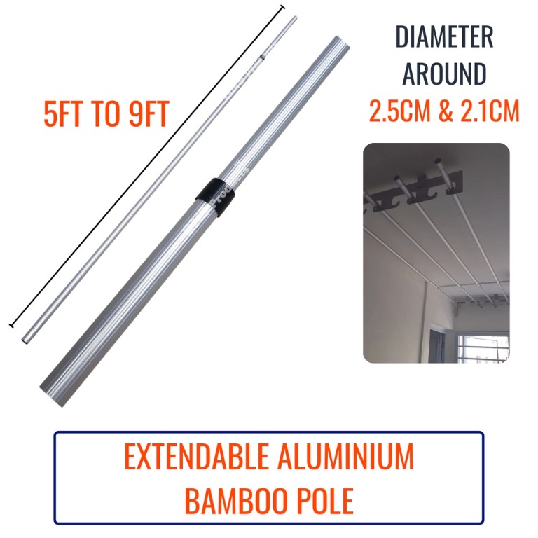 Aluminium Laundry Pole / Bamboo Pole - Extendable [Single], Furniture ...