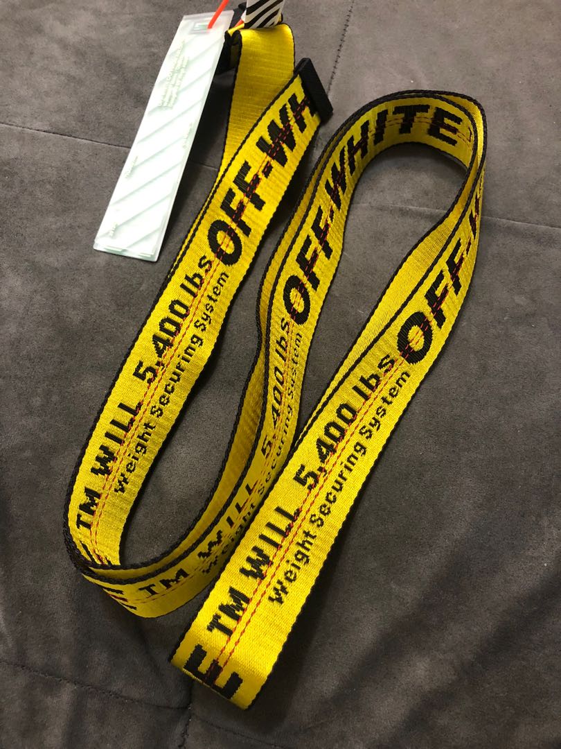 Authentic Off-White Signature Logo Black & Yellow Industrial Adjustable ...