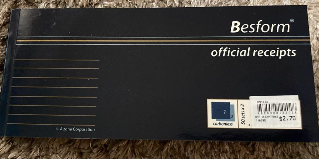 Besform Official Receipt Book 50 sheets, Hobbies & Toys, Stationery ...