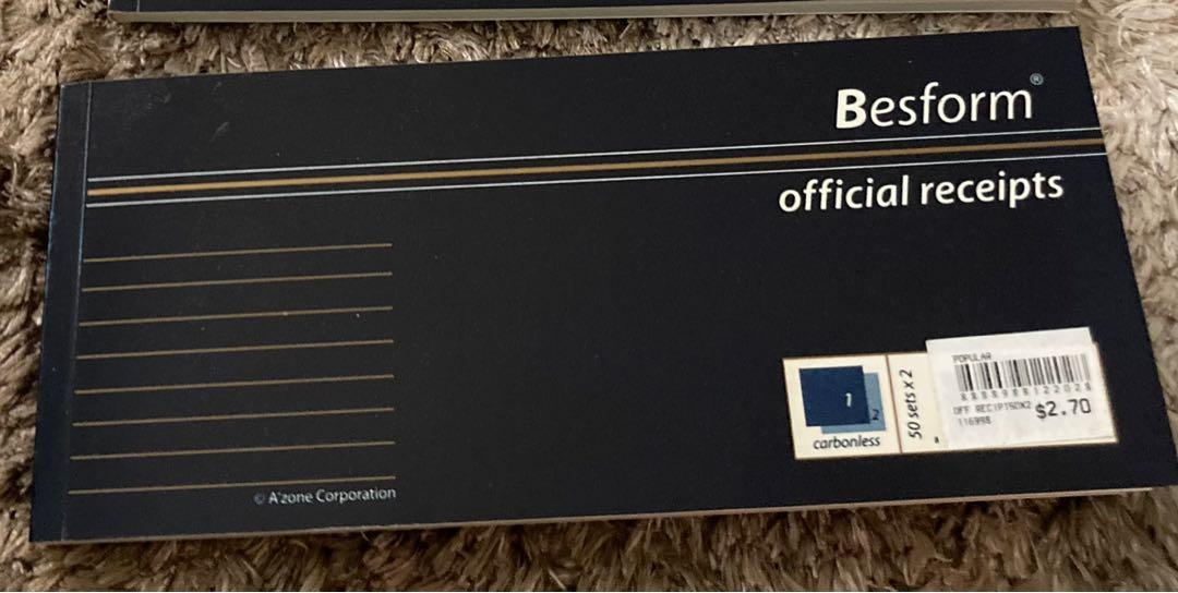 Besform Official Receipt Book 50 sheets, Hobbies & Toys, Stationery ...
