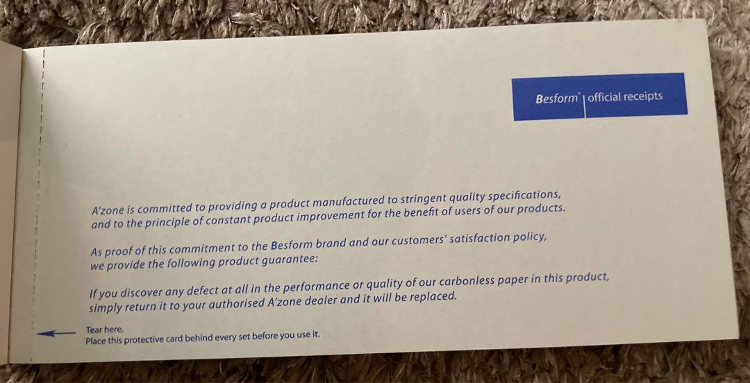 Besform Official Receipt Book 50 sheets, Hobbies & Toys, Stationery ...