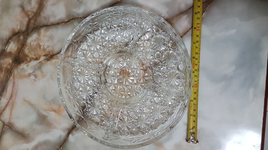 Crystal-like glass compartment serving tray, Furniture & Home Living ...