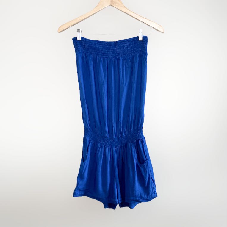 Electric blue romper jumpsuit overall summer baju pantai beach # ...