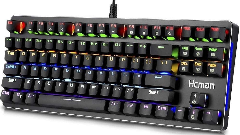 Hcman Mechanical Keyboard 87 Key Compact Gaming Keyboard,, Computers ...