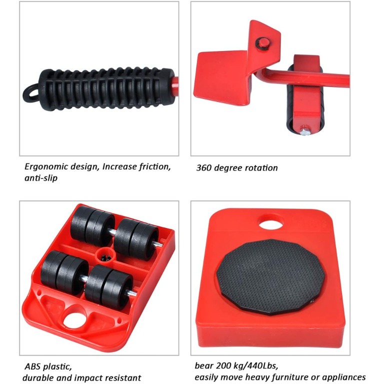 Heavy Duty Furniture Lifter Kit with 4 Sliders Furniture Mover Roller ...